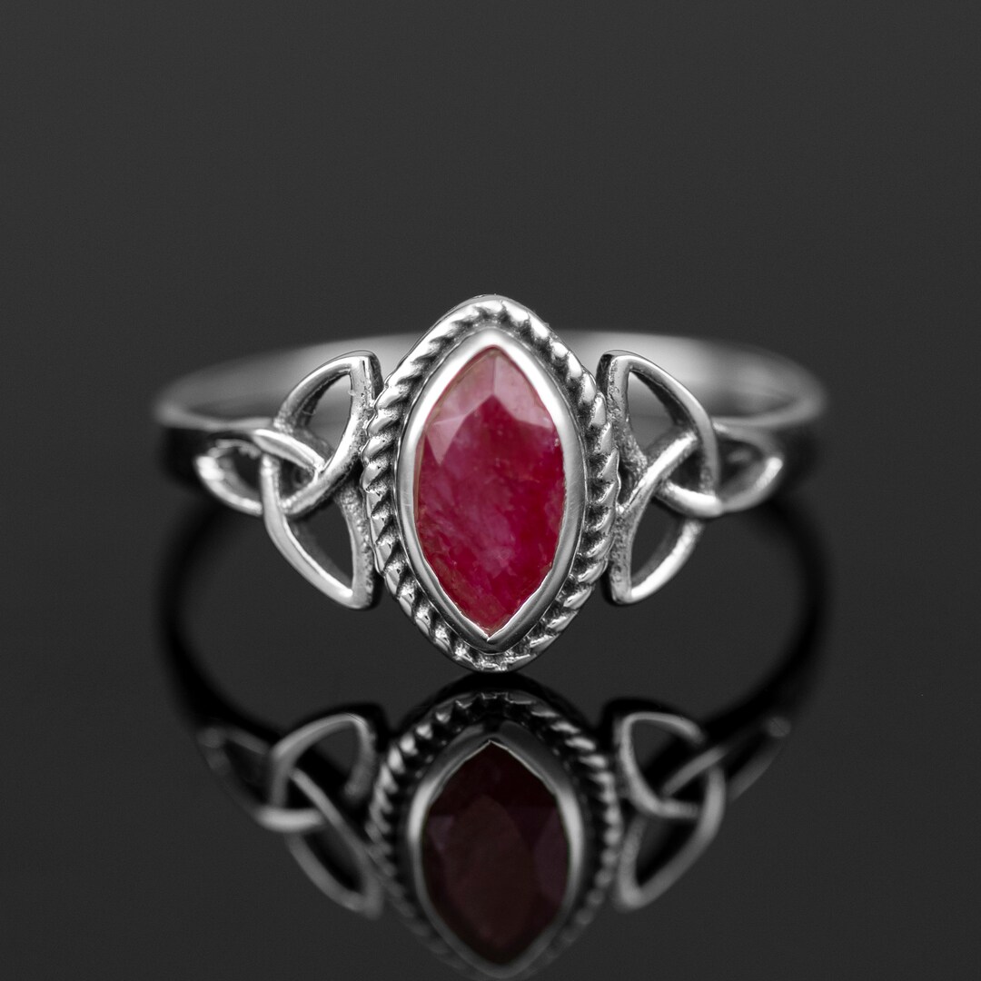 Marquise Red Ruby 925 Sterling Silver Gemstone Ladies Ring Jewellery ...
