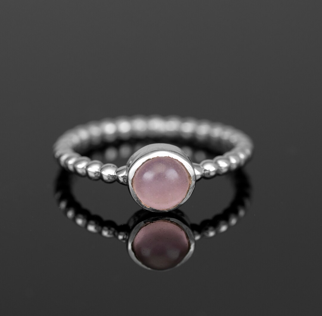 Handmade 925 Sterling Silver Pink Moonstone Ribbed Ring - Etsy