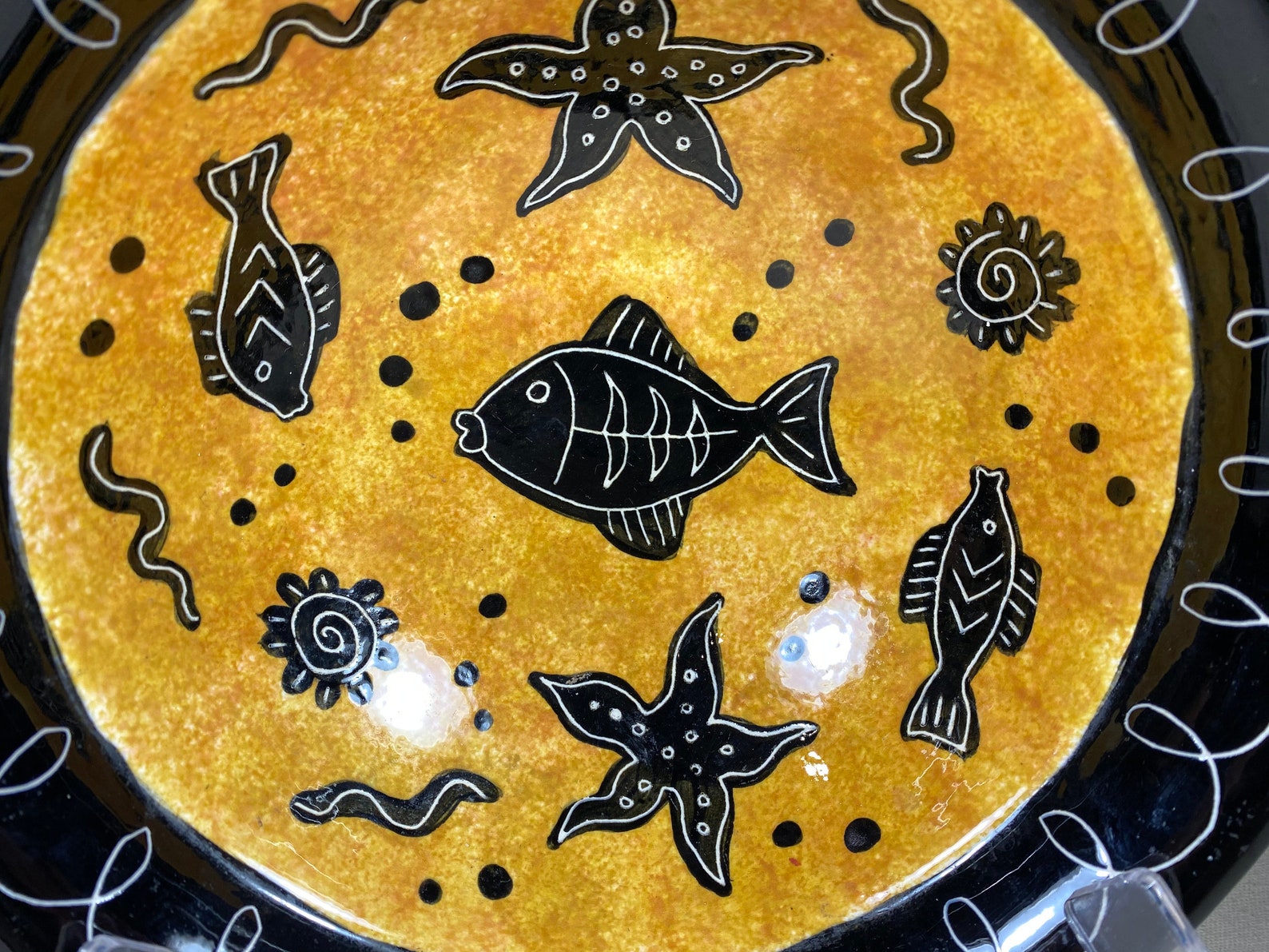 Sea Creatures Studio Pottery Fruit Bowl Greek Design Signed Original ...