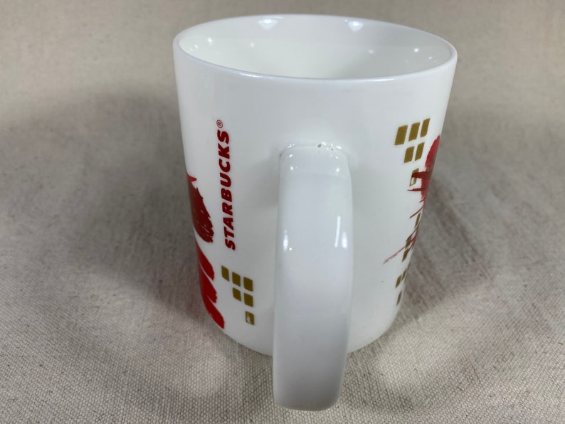 Starbucks Holiday Coffee Mug Red Ribbon on White Abstract - Etsy