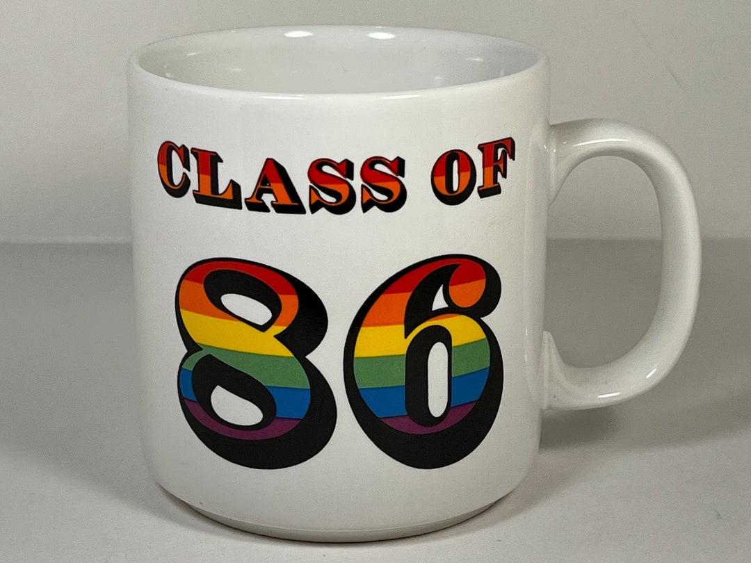 Vintage Class of 1986 Coffee Mug Rainbow Script High School Reunion ...