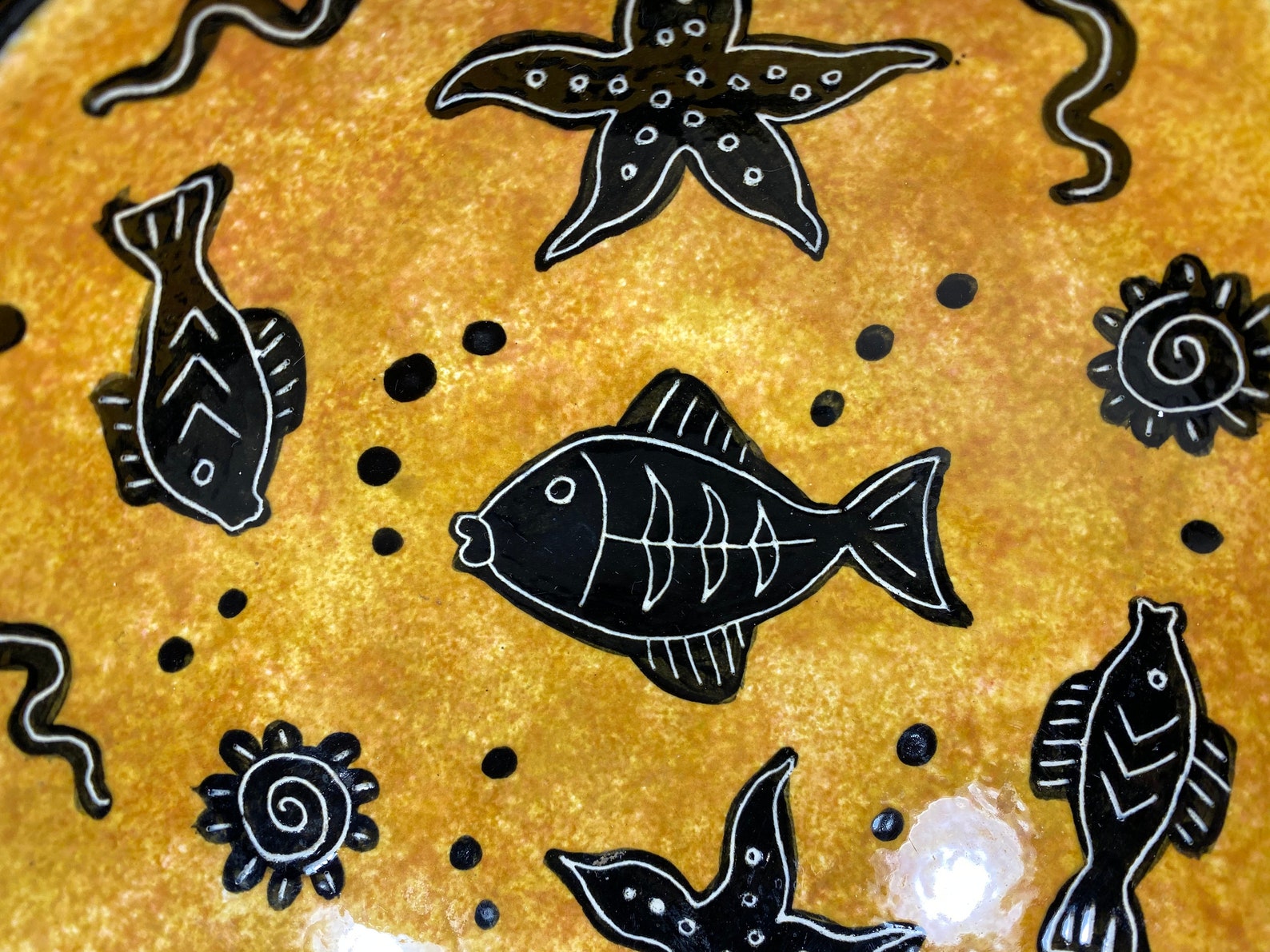 Sea Creatures Studio Pottery Fruit Bowl Greek Design Signed Original ...