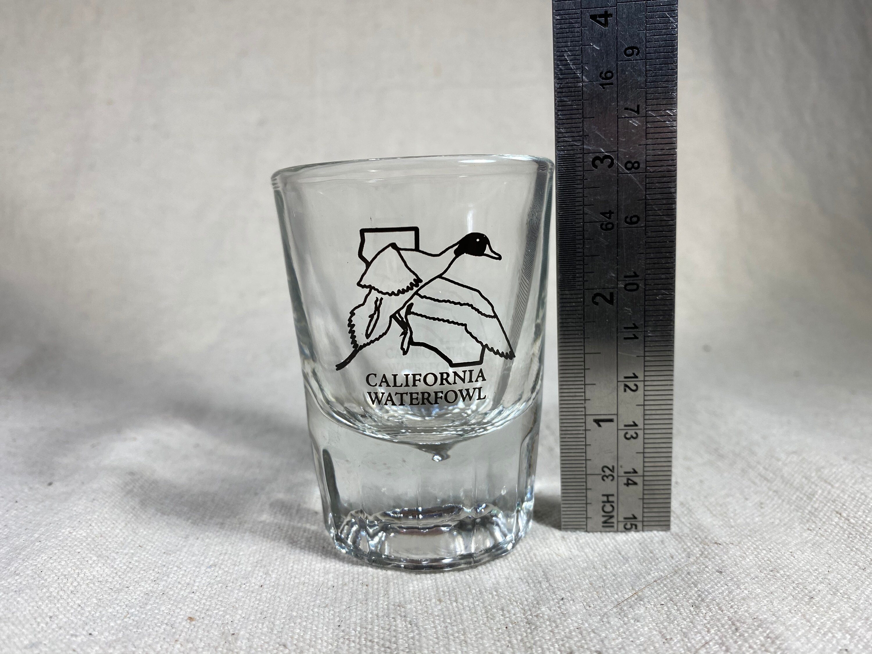Vintage California Waterfowl Heavy Shot Glass Black Duck Home Bar Made ...