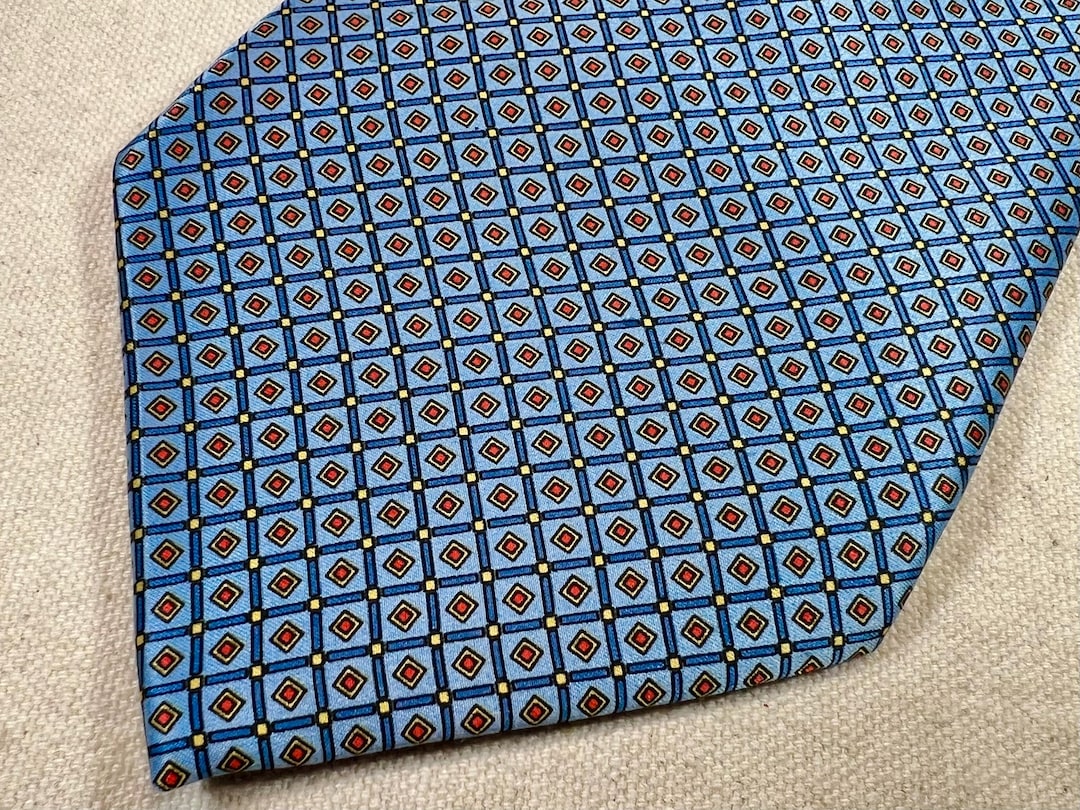 Dolcepunta Seven-fold All-silk Iridescent Necktie Geometric Diamond ...