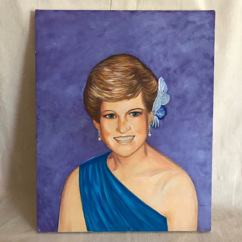 Princess Diana Original Painting Portrait Oil on Canvas Naive Art ...