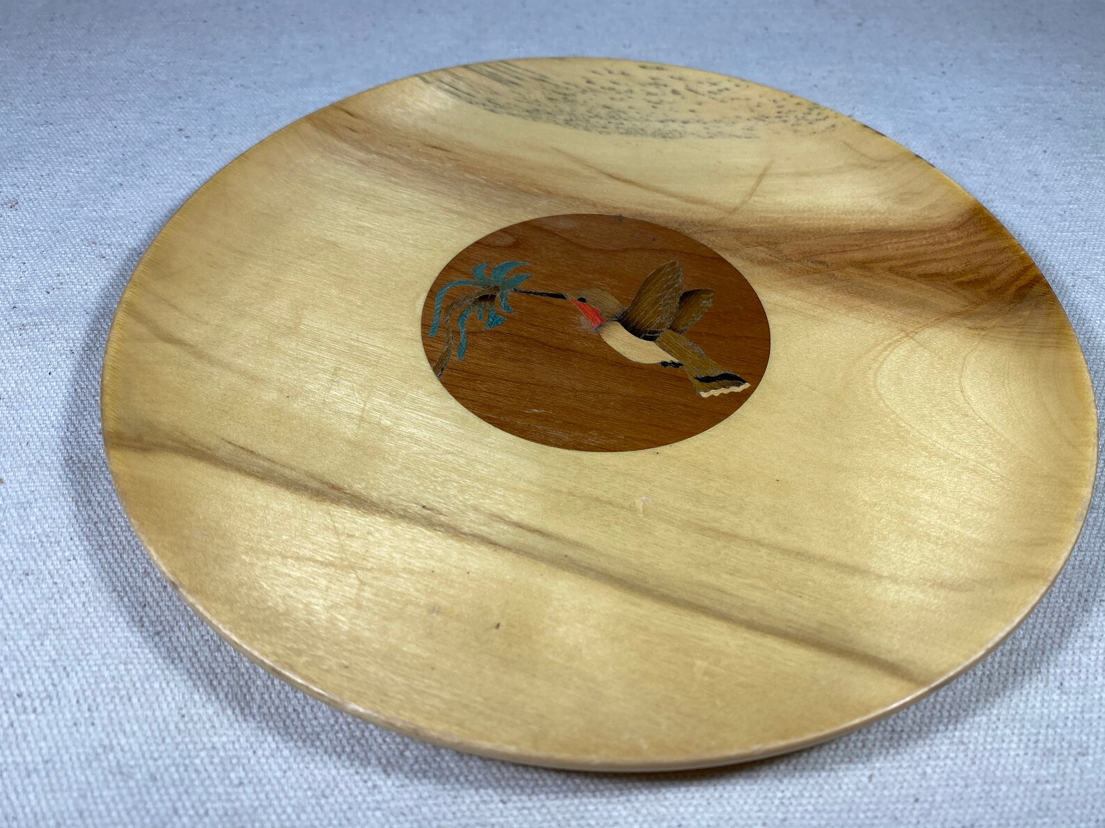 Vintage Hummingbird Wood Inlay Display Plate Aspen Wood - Etsy