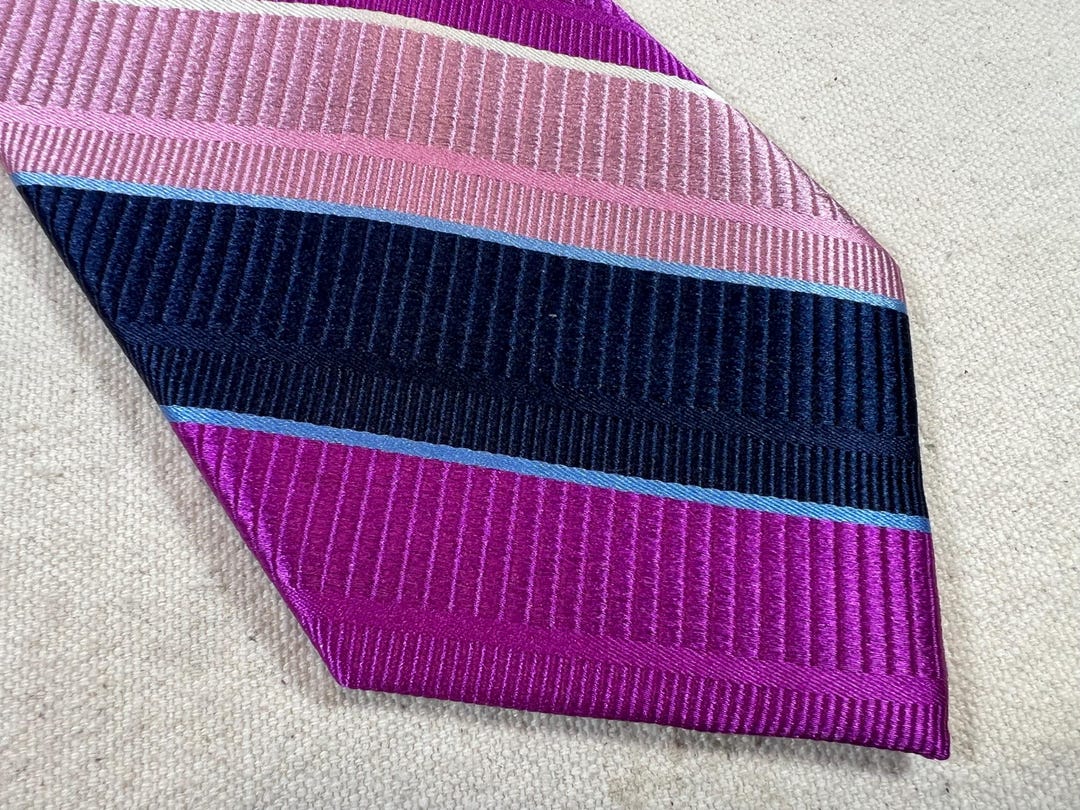Vintage Hickey Freeman Silk Brocade Necktie Pink Purple Navy Royal Blue ...