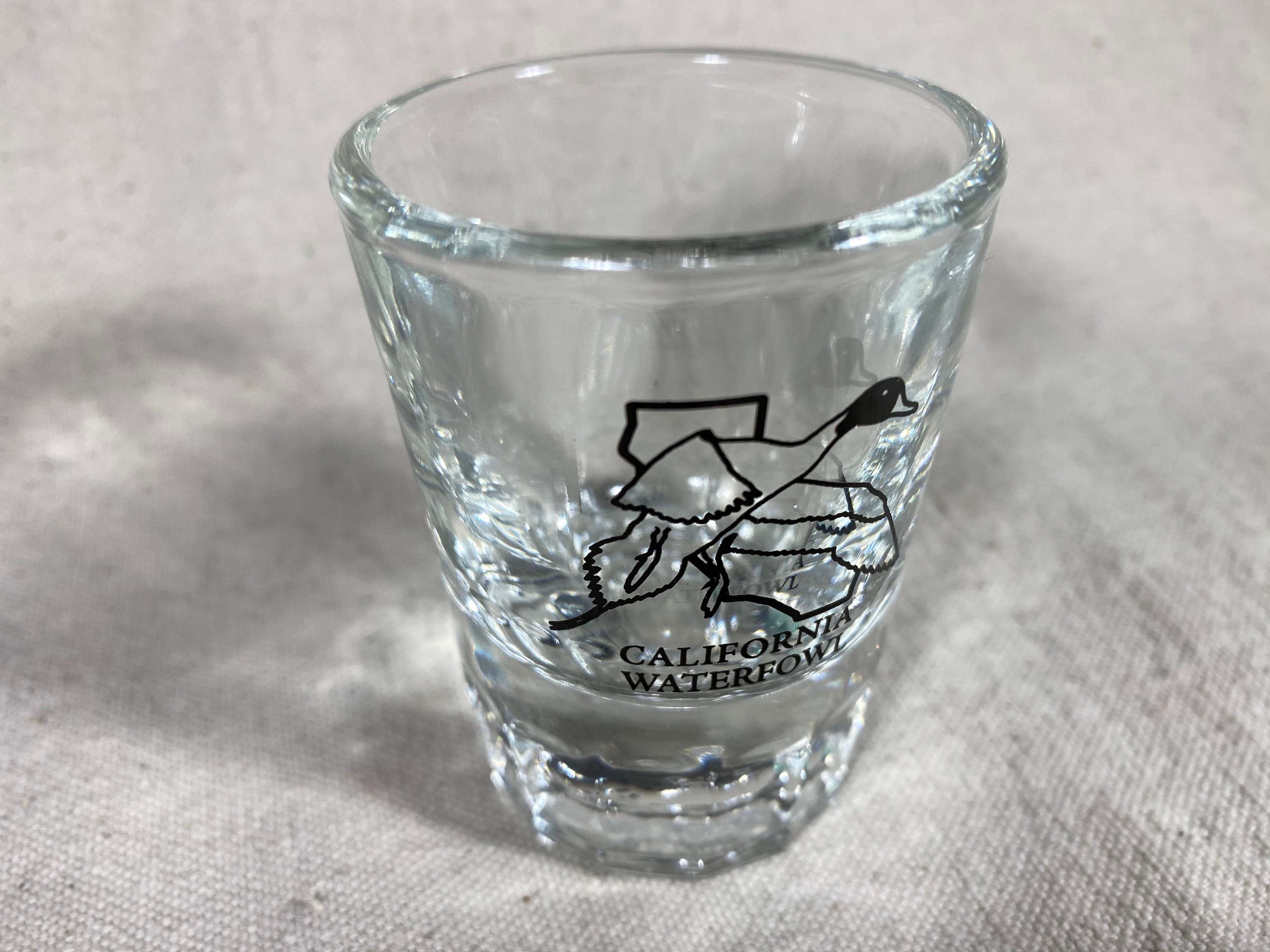Vintage California Waterfowl Heavy Shot Glass Black Duck Home Bar Made ...