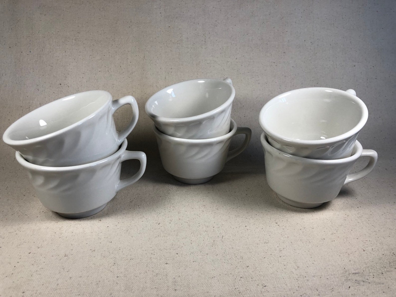 Vintage White Embossed Restaurant Cups Mugs Jackson Custom | Etsy