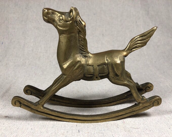 Vintage Solid Brass Rocking Horse Bookshelf Desktop Figurine - Etsy