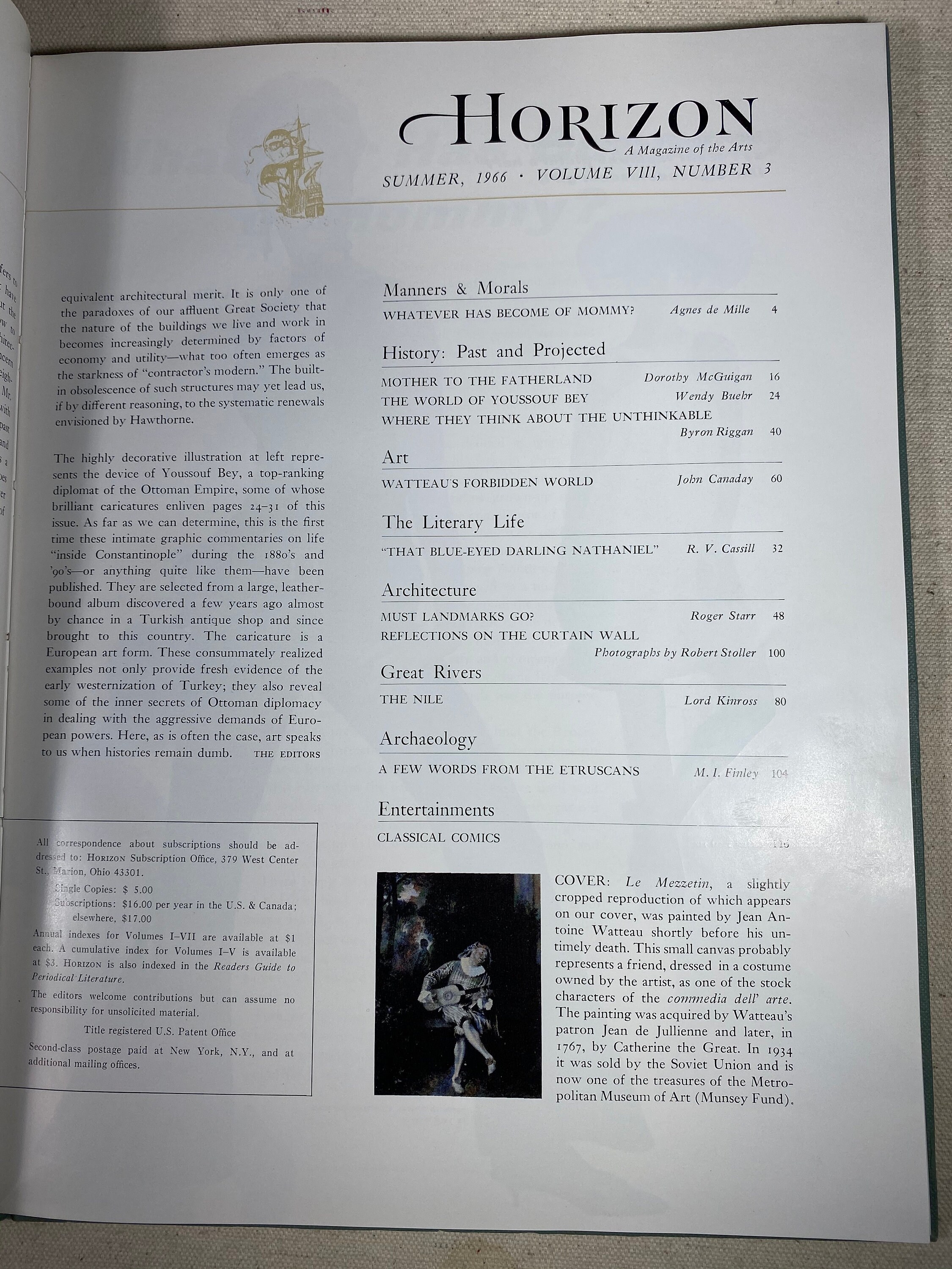 Horizon: A Magazine of the Arts Summer 1966 Volume VIII Number - Etsy