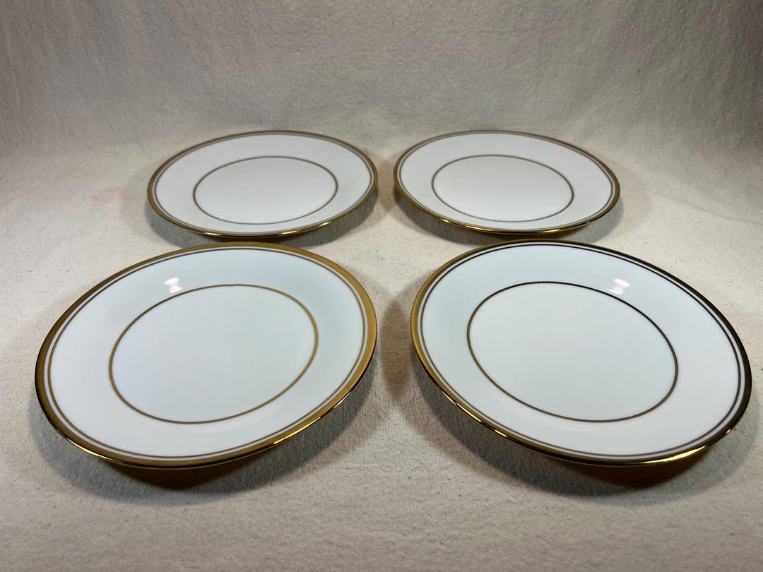 Set of 4 Ciroa Luxe Porcelian White and Gold Dinner Plates C9A42 | 10 5 ...