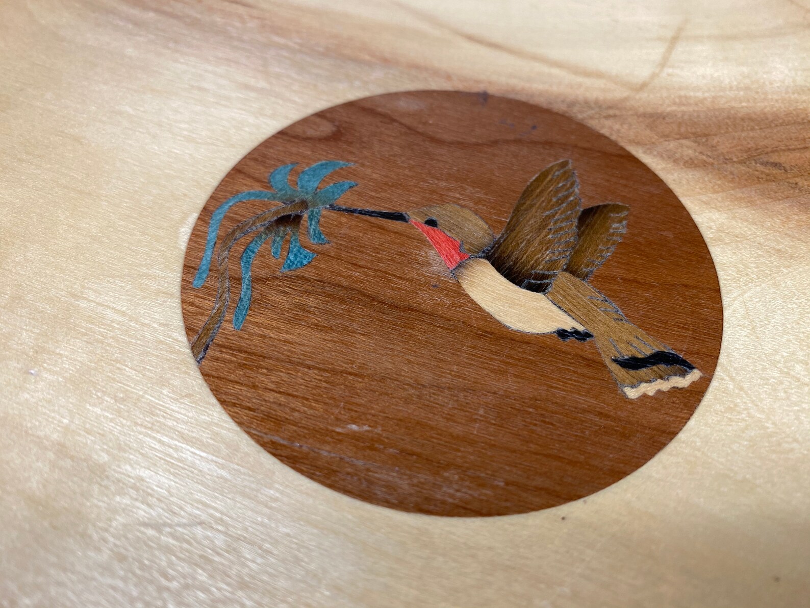 Vintage Hummingbird Wood Inlay Display Plate Aspen Wood - Etsy