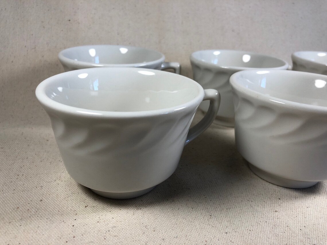 Vintage White Embossed Restaurant Cups Mugs Jackson Custom | Etsy