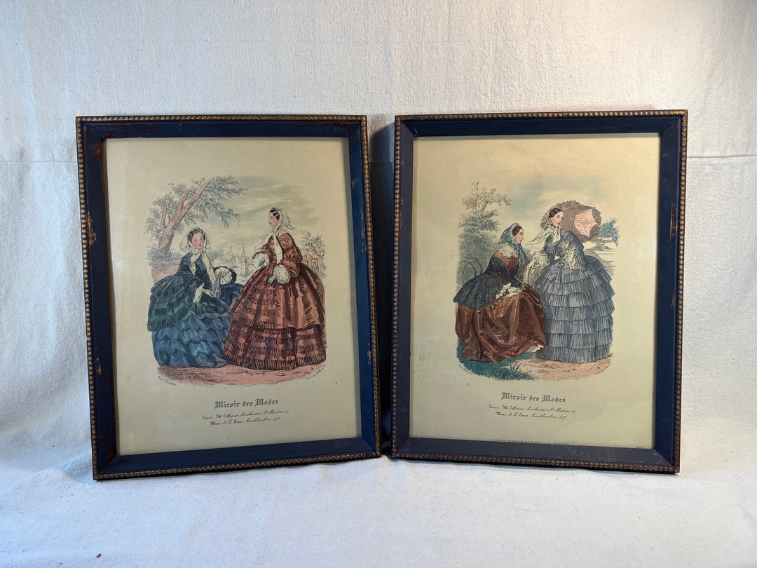 Vintage Pair of Framed French “miroir Des Modes” Lithographs Anais ...