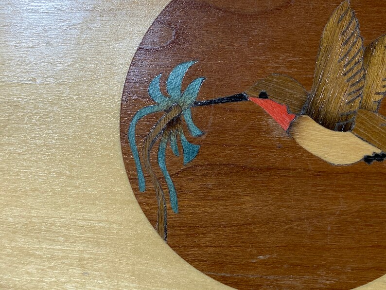 Vintage Hummingbird Wood Inlay Display Plate Aspen Wood - Etsy