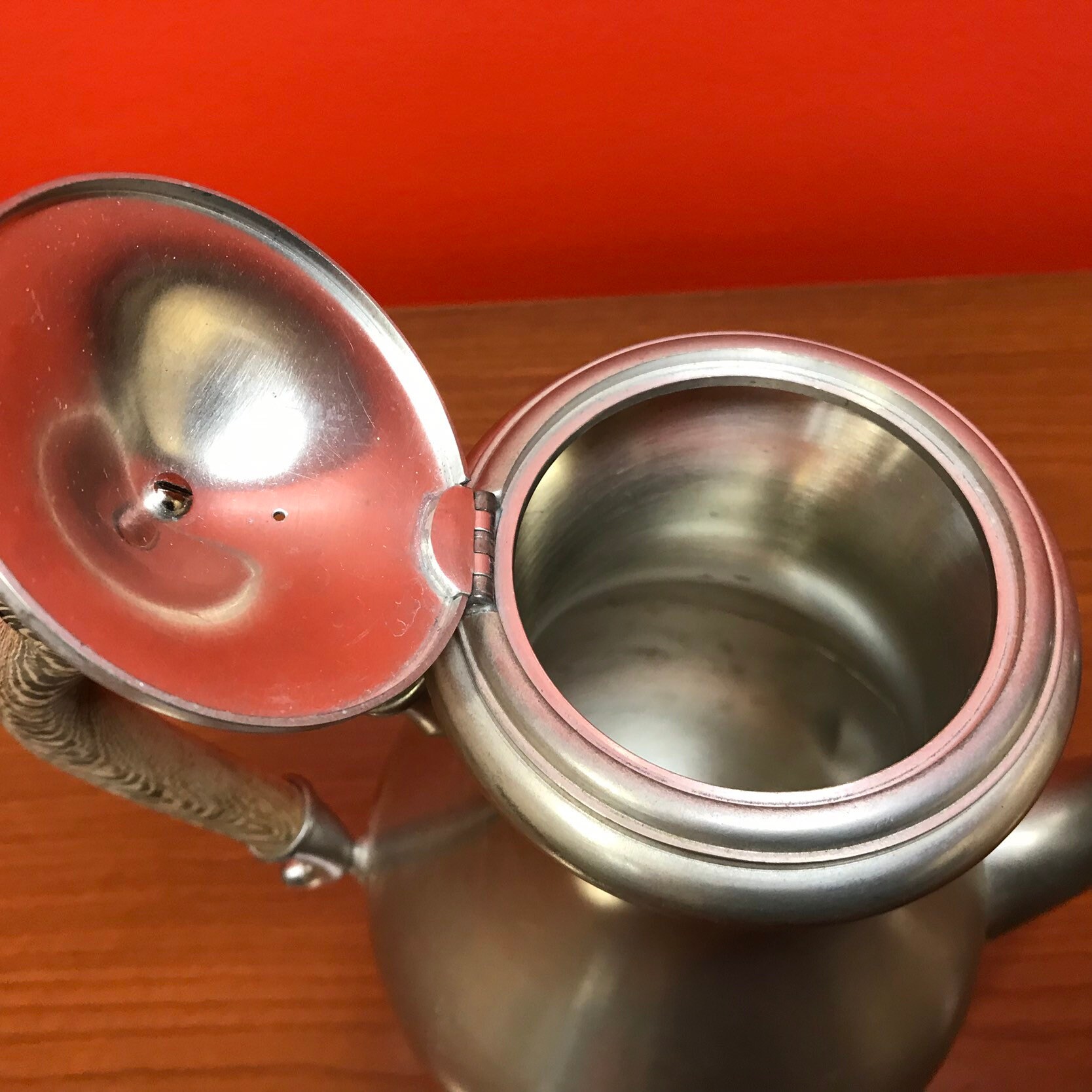 Vintage Royal Holland Lidded Pewter Pitcher With Beautiful Unique Wood ...