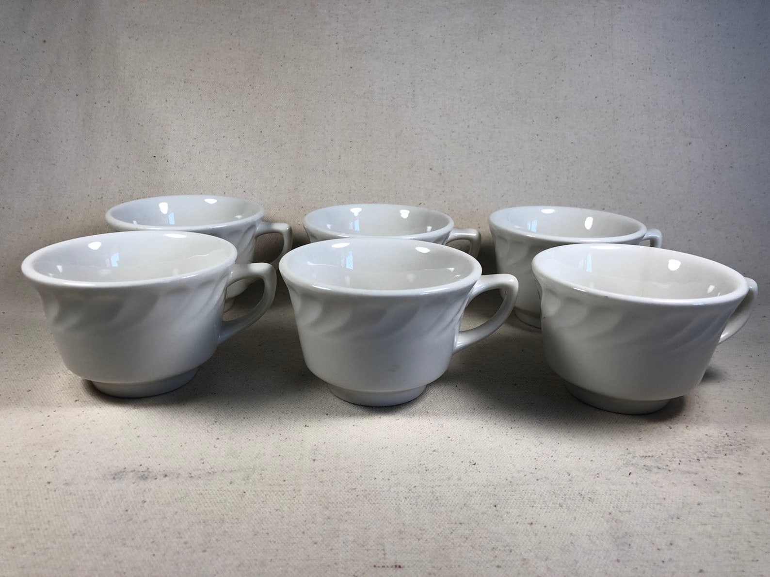 Vintage White Embossed Restaurant Cups Mugs Jackson Custom | Etsy