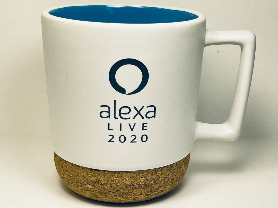 Rare Amazon Alexa 2020 Cork-bottom Ceramic Coffee Mug With Blue ...