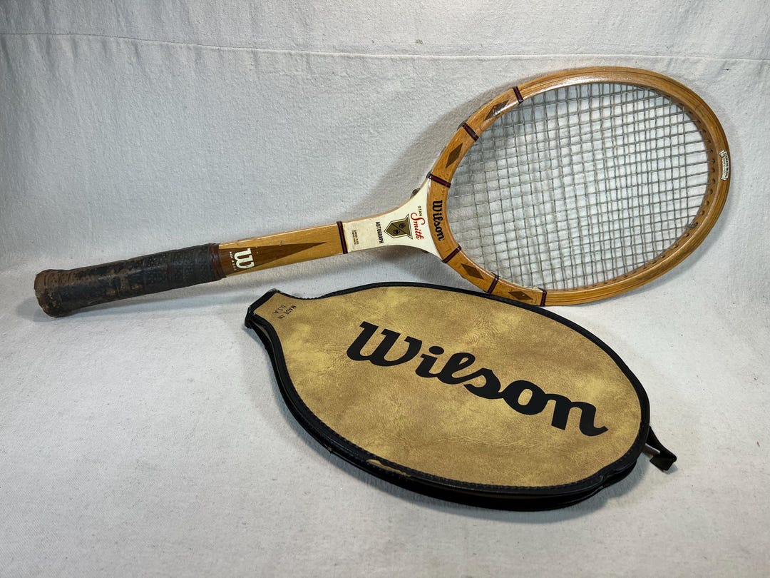 Vintage Wilson Stan Smith Autograph Wood Tennis Racquet Racket W/ Cover ...