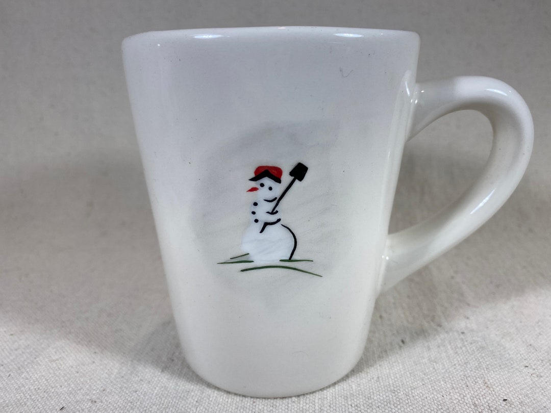 Williams Sonoma Snowman Ceramic Coffee Hot Cocoa Mug Christmas Holiday ...