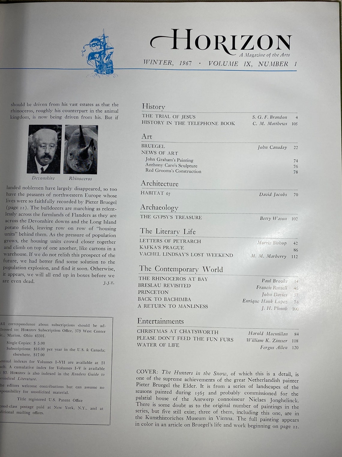 Horizon: A Magazine of the Arts Autumn 1967 Volume IX Number 1 - Etsy