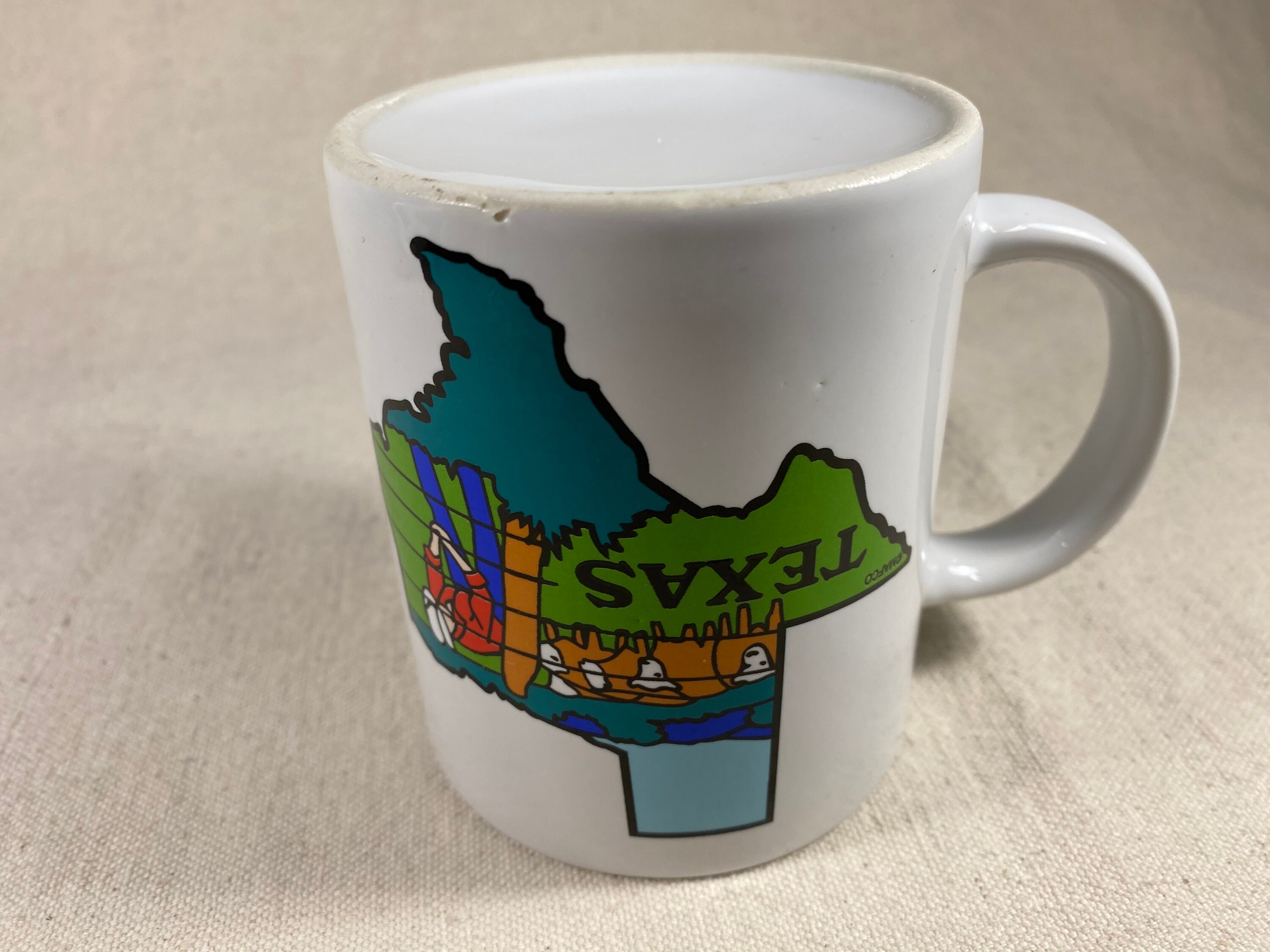 Vintage 1990s Texas State Map Ceramic Souvenir Coffee Mug Lone | Etsy