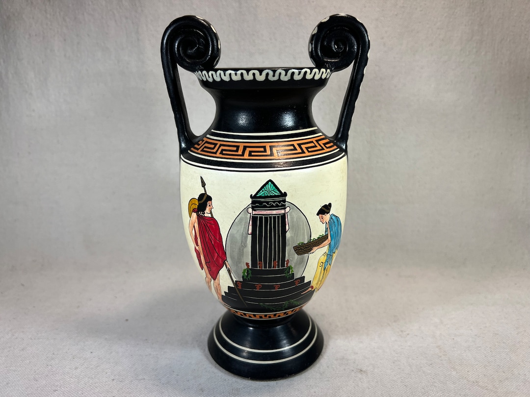 Vintage Hand-painted Grecian Urn 480 BC Greek Art Replica Widow and ...