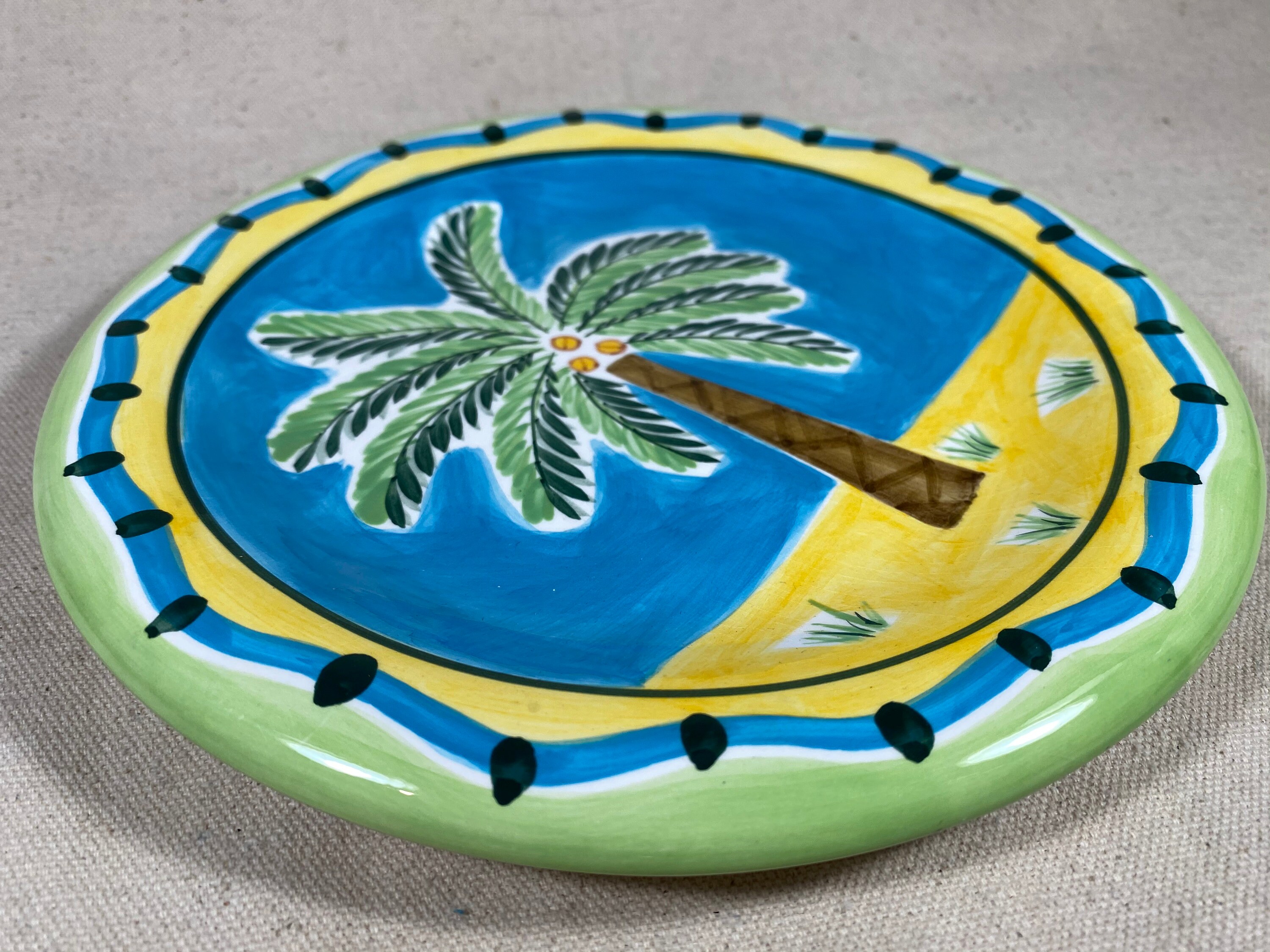 Vintage Hand-painted Hausenware Palm Tree Plate 8 Tropical - Etsy