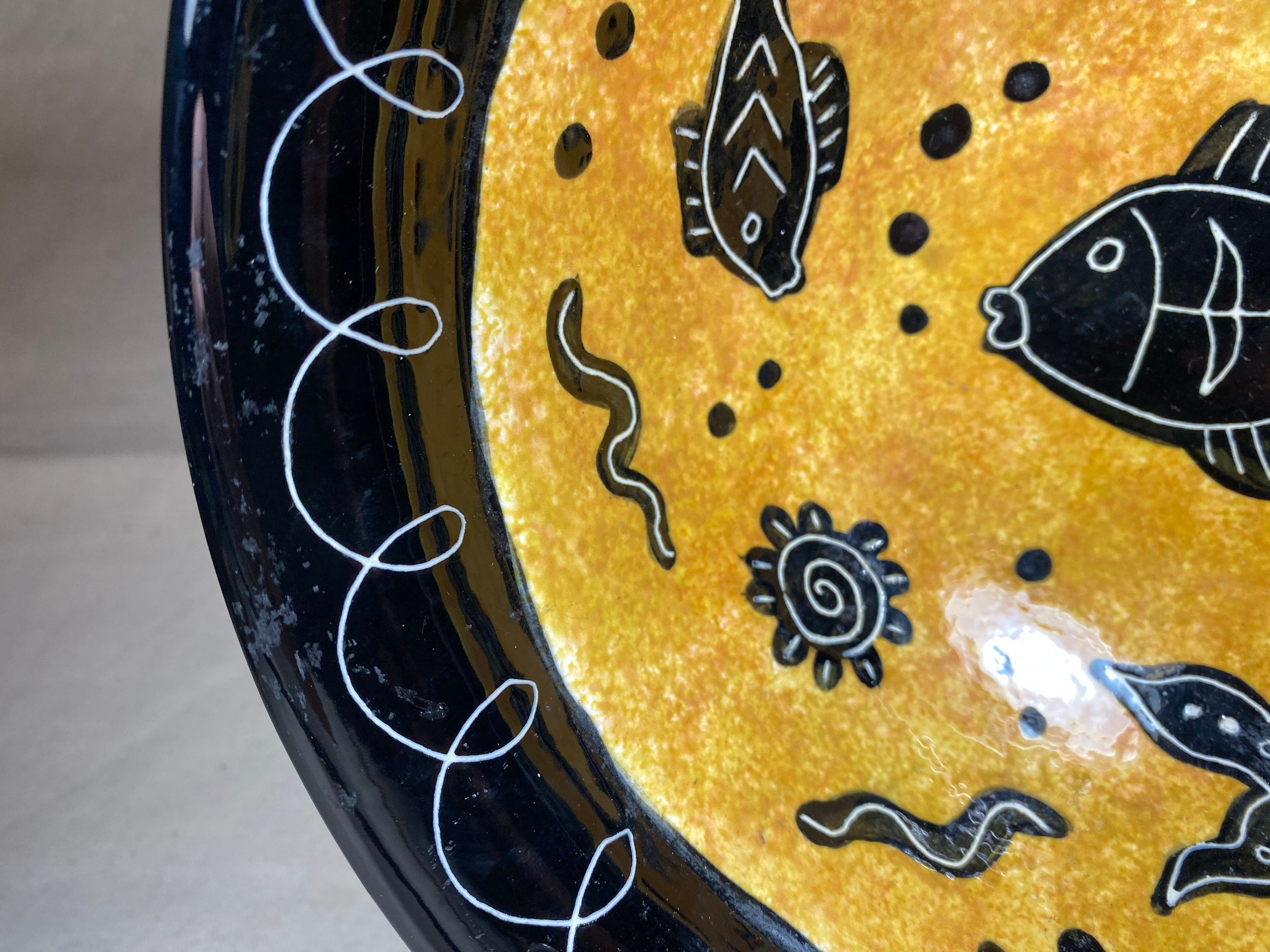 Sea Creatures Studio Pottery Fruit Bowl Greek Design Signed Original ...