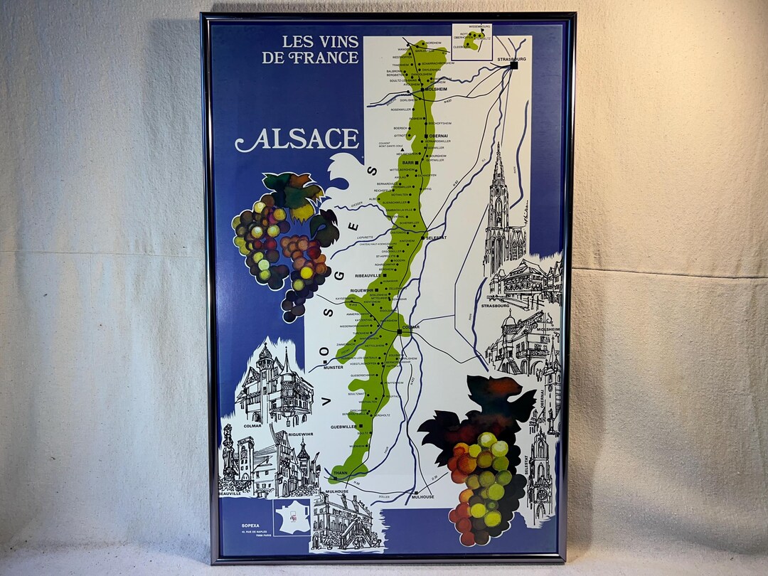 Vintage Framed Original French Wine Poster “les Vins De France ...