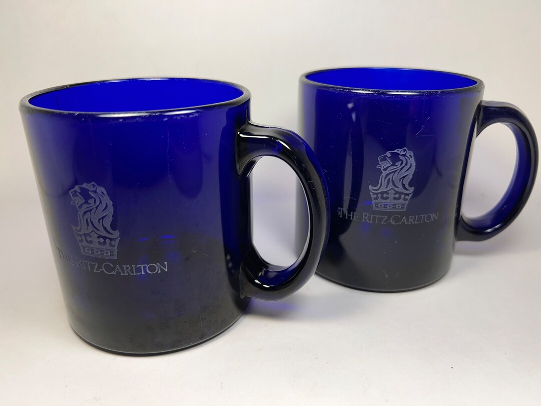 Vintage Pair of Ritz-carlton Hotel Cobalt Blue Glass Coffee Tea Mugs ...