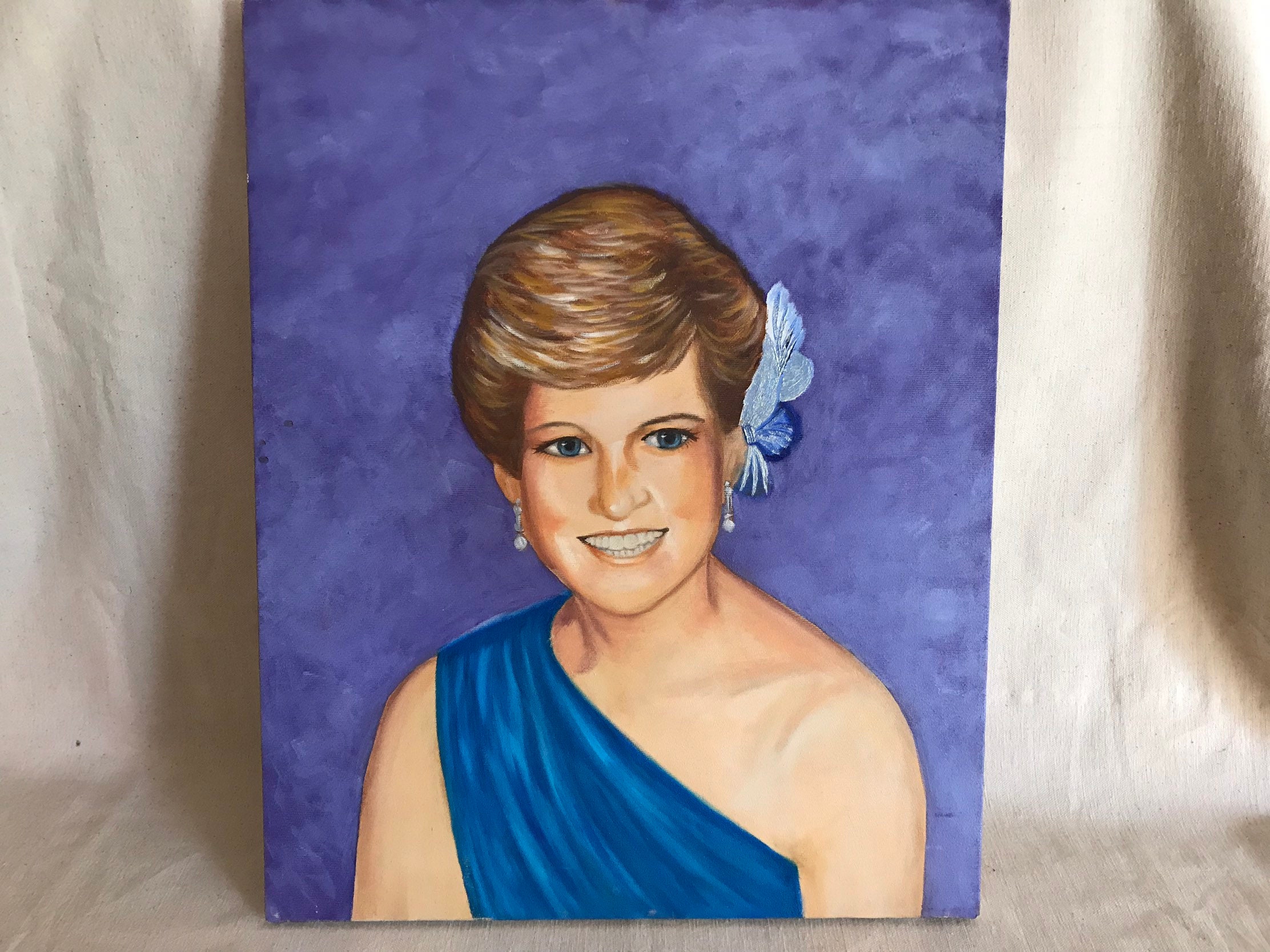 Princess Diana Original Painting Portrait Oil on Canvas Naive - Etsy