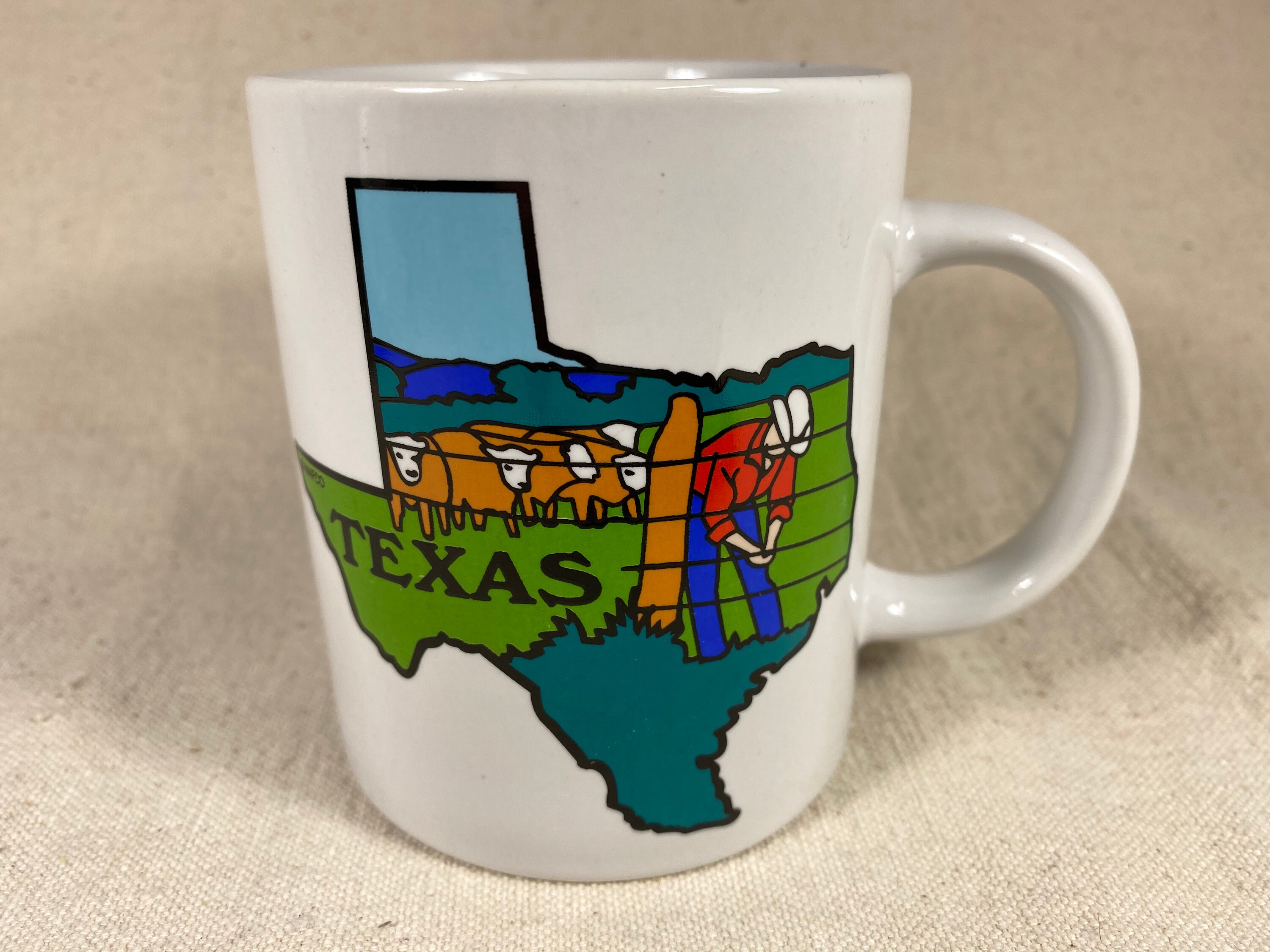 Vintage 1990s Texas State Map Ceramic Souvenir Coffee Mug Lone | Etsy