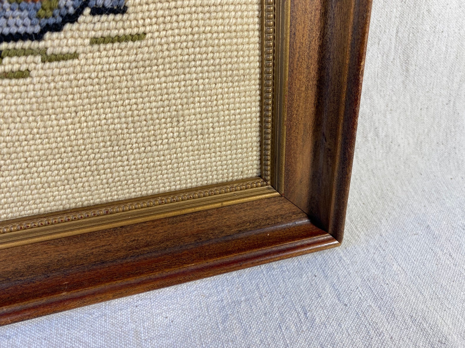 Vintage Needlepoint Cross Stitch Wood Frame Victorian Woman | Etsy