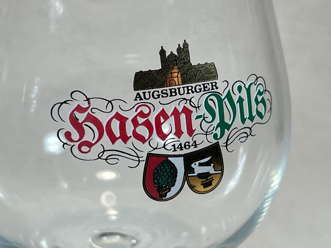 Vintage Augsburger Hasen-pils 1464 .4L Tulip-style Pilsner Beer Glass ...