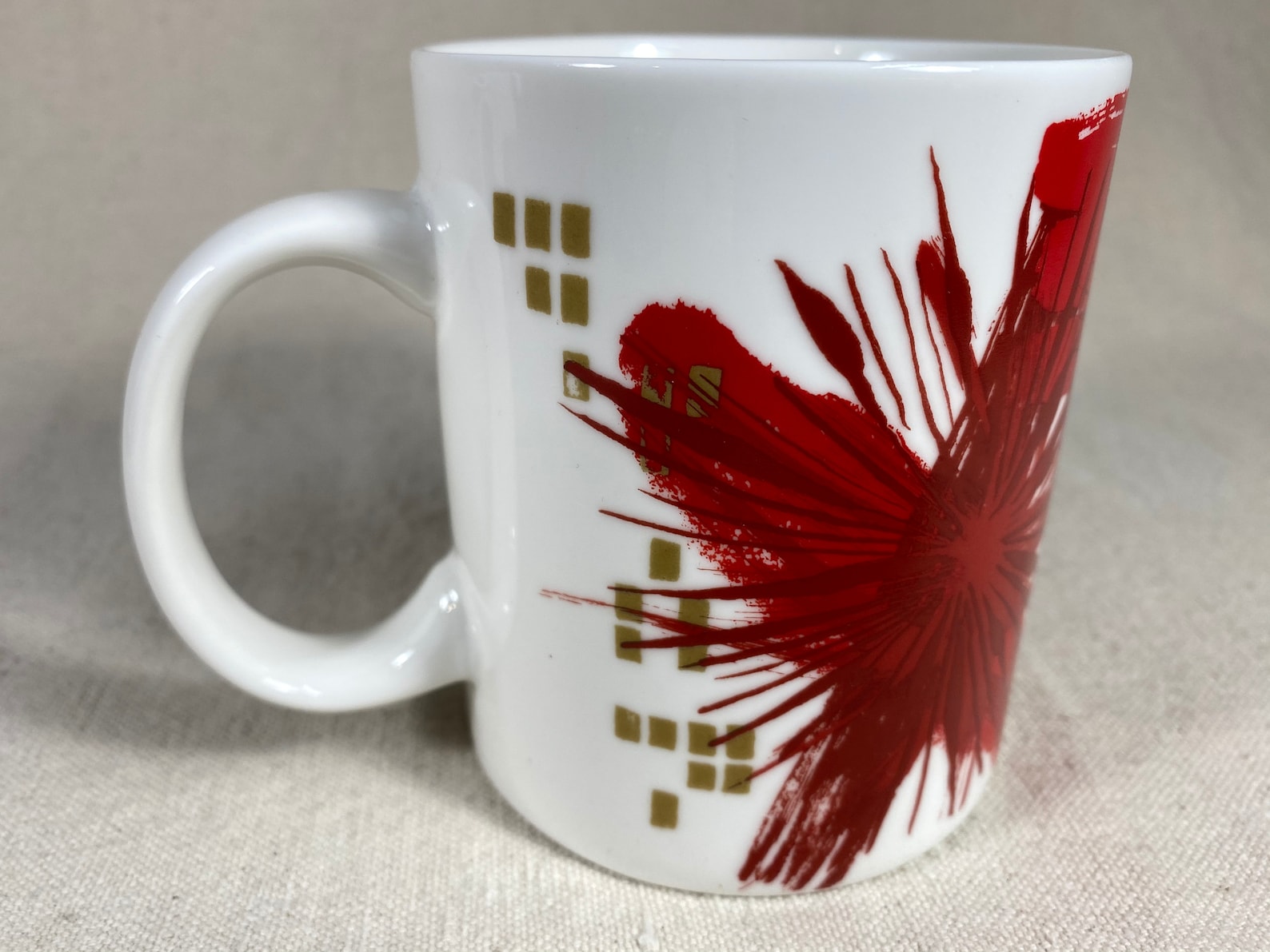 Starbucks Holiday Coffee Mug Red Ribbon on White Abstract | Etsy