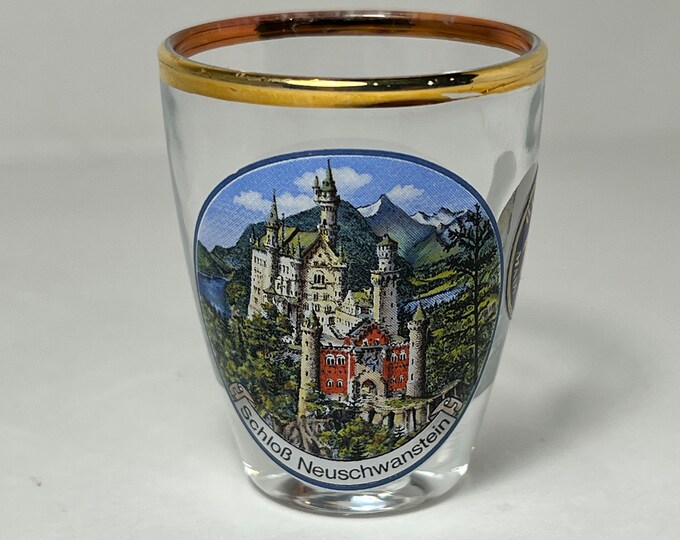 Vintage Schloss Neuschwanstein Castle Germany Shot Glass Gold Rim TK ...
