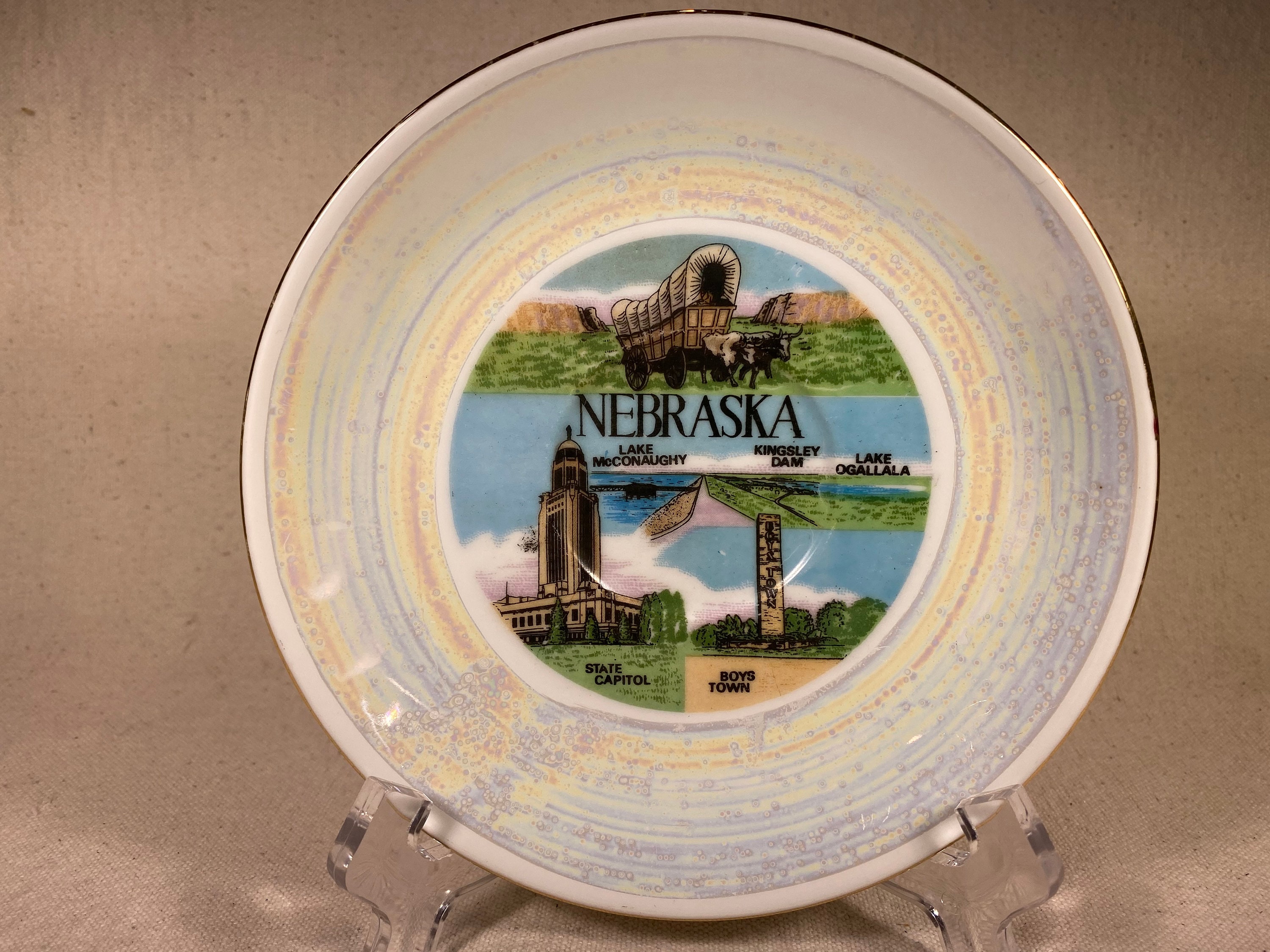 Vintage Nebraska Souvenir Lusterware Plate State Capitol Boys - Etsy UK