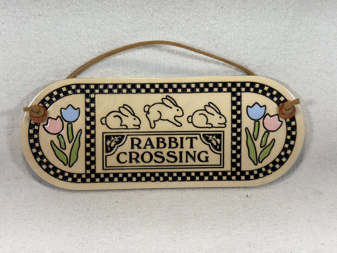 Trinity Pottery “rabbit Crossing” Hand-painted Embossed Wall Hanger ...