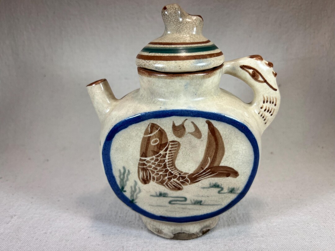 Vintage or Antique Hand-painted Japanese Ceramic Teapot | Flat-sided ...