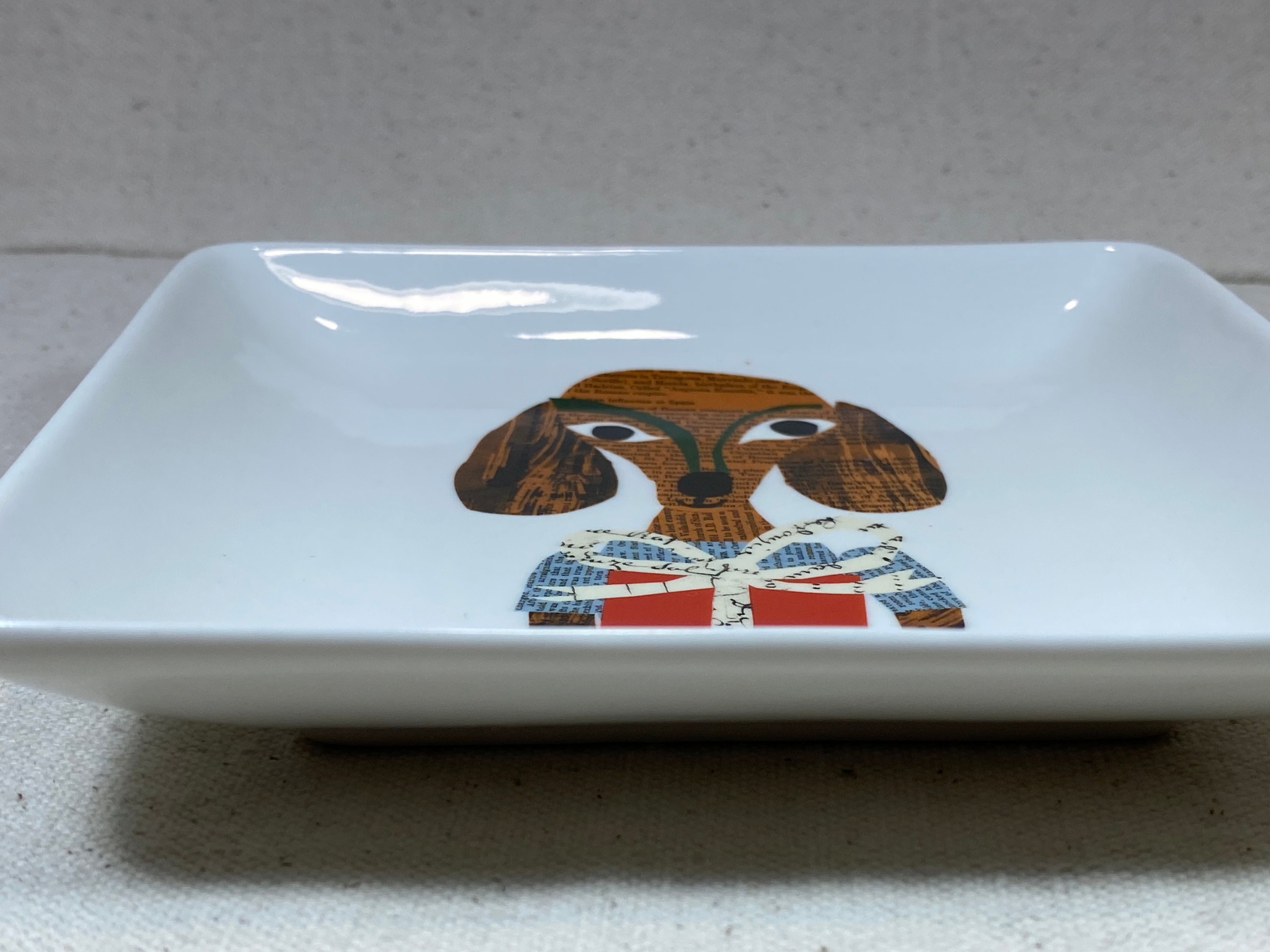 Denise Fielder Pottery Barn Dachshund Dog Sqaure Ring Coin Key | Etsy