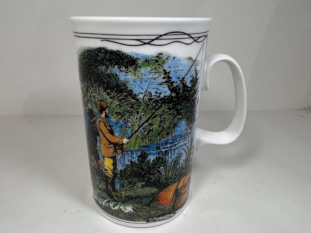 Vintage Dunoon Art of Angling Fine Bone China Coffee Tea Mug Country ...