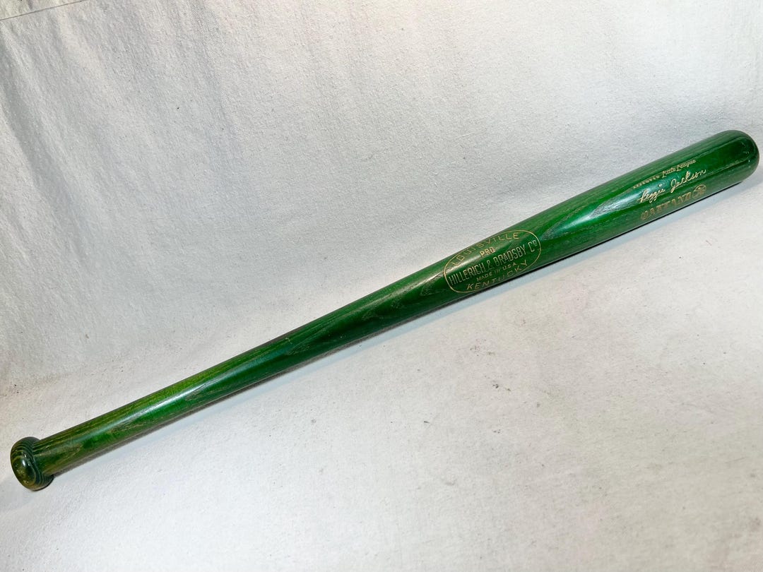 Rare Vintage Reggie Jackson Green Wood Baseball Bat Hillerich & Bradsby ...