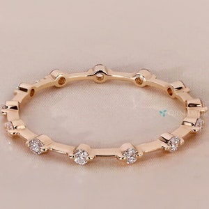 Floating Diamond Eternity Band, Round Lab Grown Diamond Thin Wedding ...