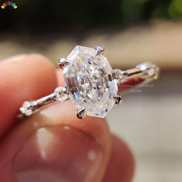 Step Cut Engagement Ring - Etsy