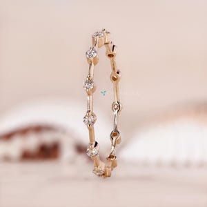 Floating Diamond Eternity Band, Round Lab Grown Diamond Thin Wedding ...