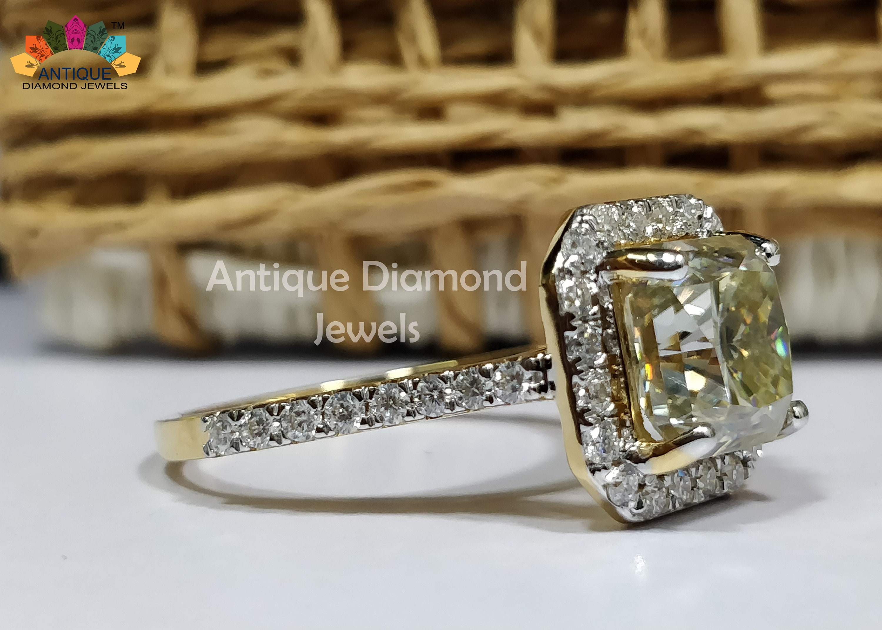 3 CT Radiant Halo Engagement Ring Radiant Off White | Etsy