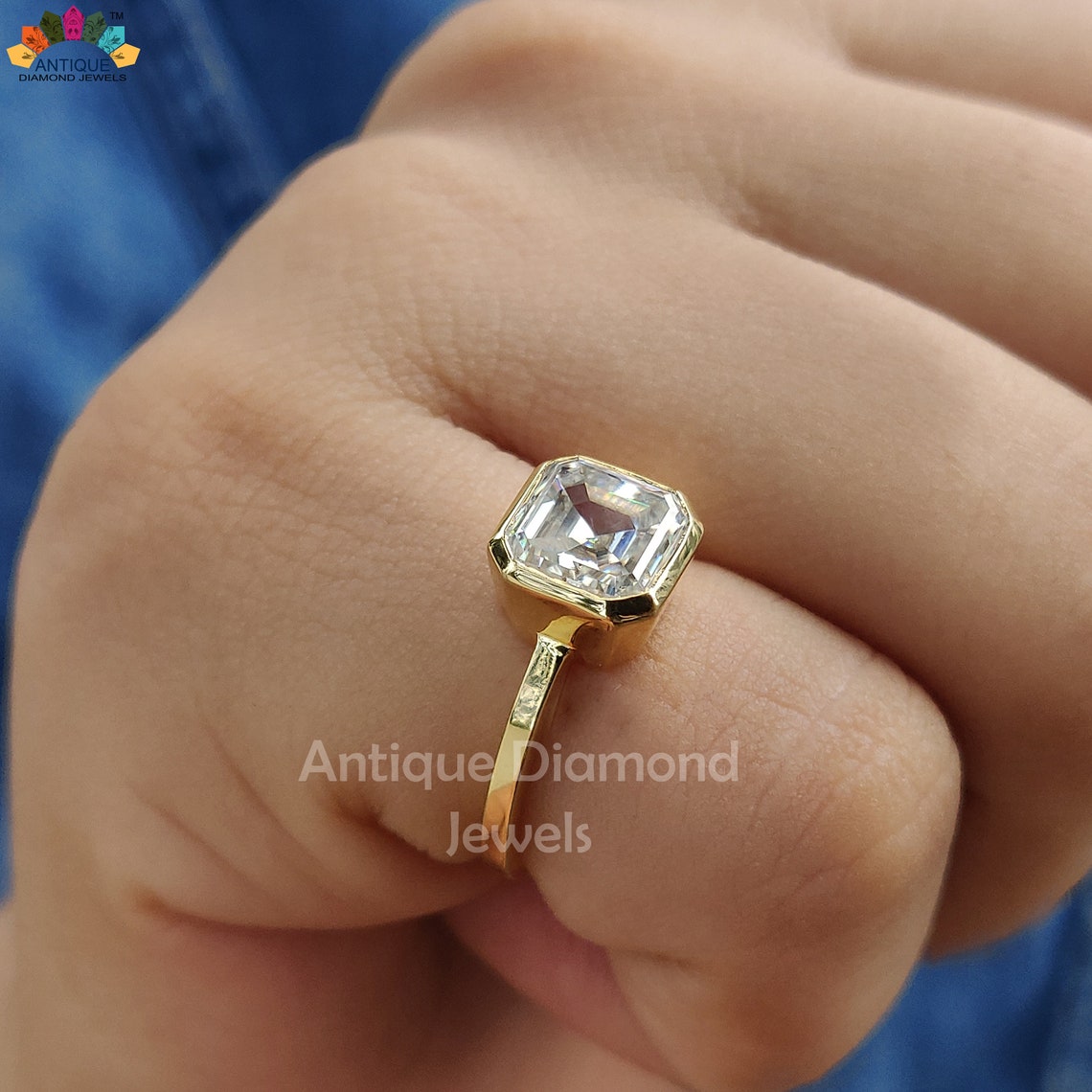 Bezel Set Solitaire Engagement Ring 1.97 CT Colorless | Etsy