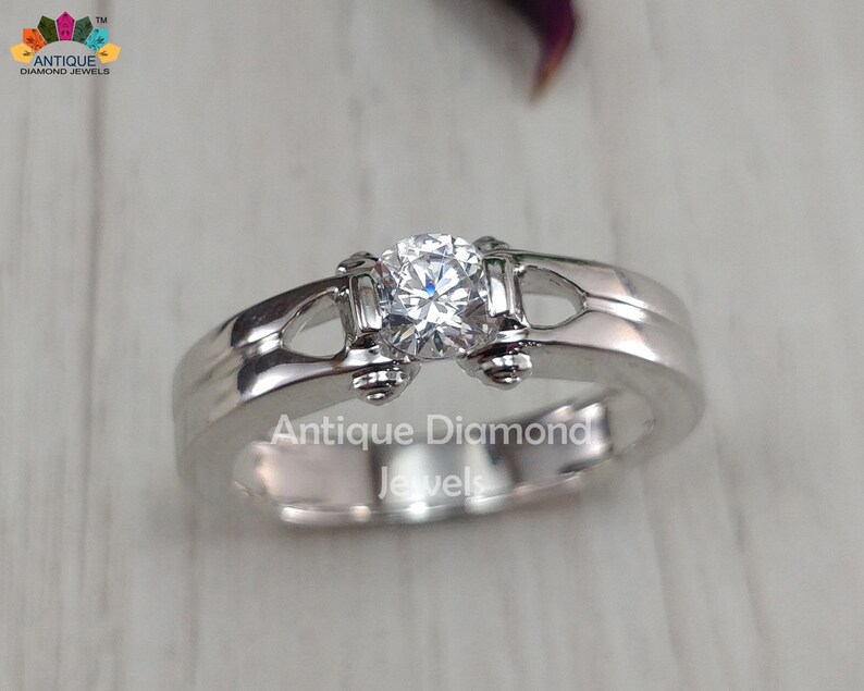 Solitaire Men's Ring Made With 0.75 Carat Round Brilliant - Etsy